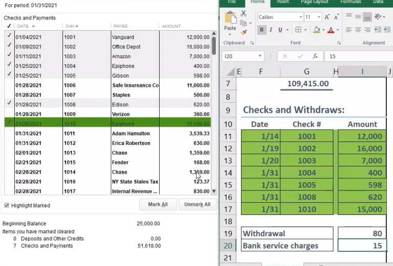 QuickBooks Bank Reconciliation - How to Enter First Bank Reconciliation ...